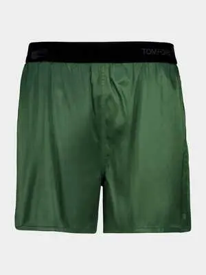 TOM FORD Stretch Silk Satin PJ Shorts Green