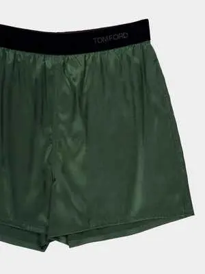 TOM FORD Stretch Silk Satin Pj Shorts - Green