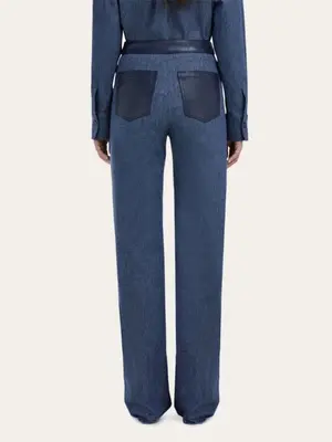 FERRAGAMO High-waisted Wide-leg Denim Trousers - Blue