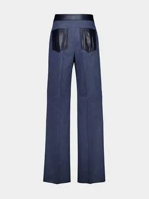 FERRAGAMO High-waisted Wide-leg Denim Trousers - Blue