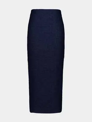 Roland Mouret Bouclé Column Midi Skirt - Blue