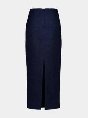 Roland Mouret Bouclé Column Midi Skirt - Blue