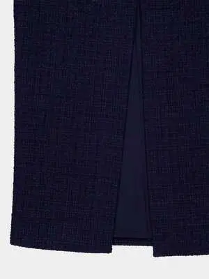 Roland Mouret Bouclé Column Midi Skirt - Blue