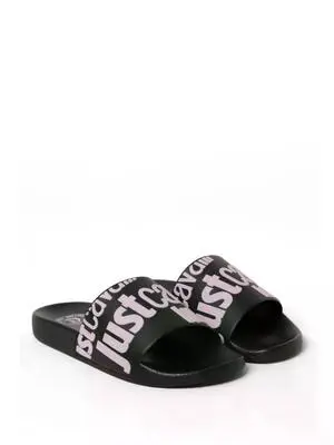 Just Cavalli Logo-embossed Tiger Slides - Black