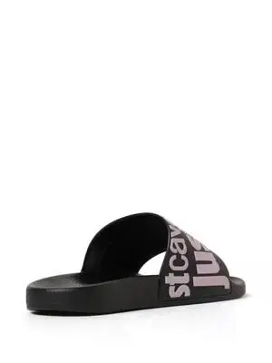 Just Cavalli Logo-embossed Tiger Slides - Black