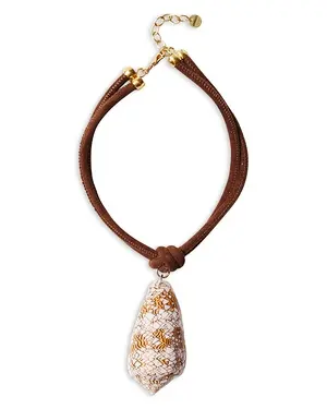 Chan Luu Fabric Cone Shell Pendant Necklace