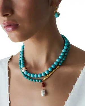 Chan Luu Gemstone And Fish Charm Beaded Pendant Necklace