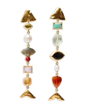 CHAN LUU Gemstone Mismatch Linear Drop Earrings