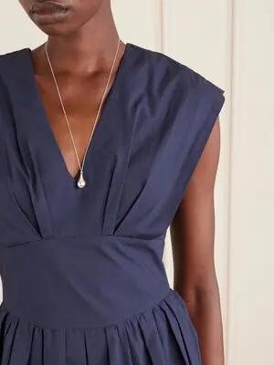 Rosie Assoulin In Full Bloom Gathered Cotton-taffeta Midi Dress - Blue