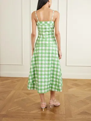 Rosie Assoulin Checked Cotton Midi Dress - Green