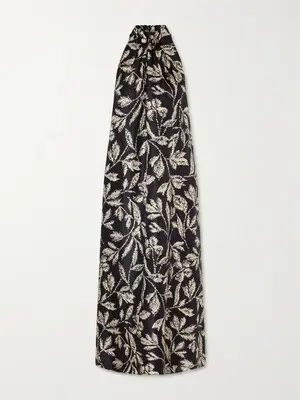 Max Mara Printed Silk-twill Midi Dress - Black