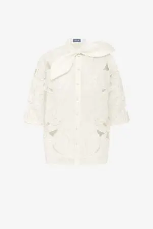 LEO LIN Brooklyn Appliqué Bow Puff Sleeve Top