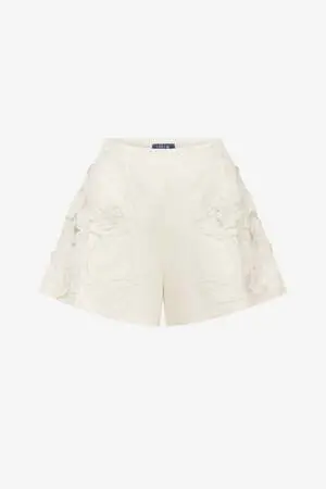 LEO LIN Abby Appliqué Shorts - Snow