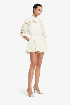 LEO LIN Abby Appliqué Shorts - Snow