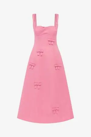 LEO LIN Beatrice Bow Midi Dress - Fuchsia
