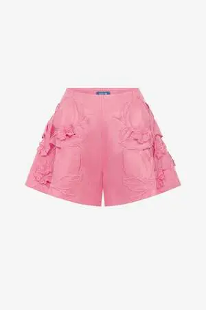 LEO LIN Abby Appliqué Shorts - Fuchsia