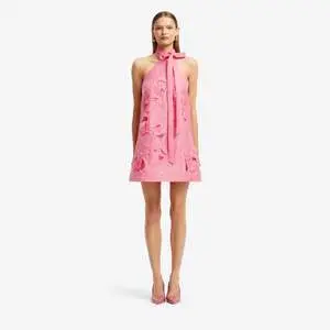 LEO LIN Lola Appliqué Halterneck Mini Dress