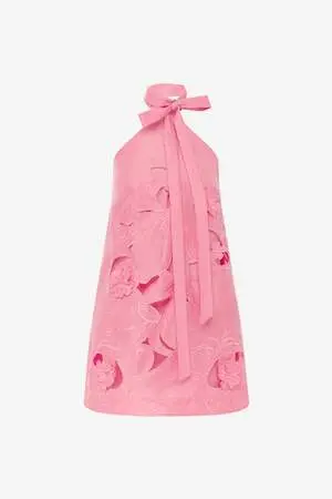 LEO LIN Lola Appliqué Halterneck Mini Dress