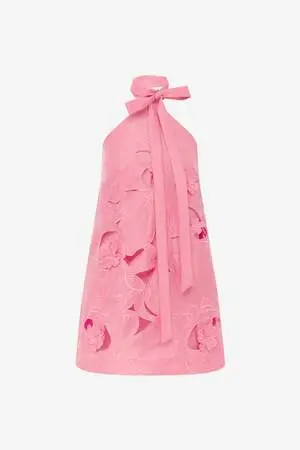 LEO LIN Lola Appliqué Halterneck Mini Dress - Fuchsia