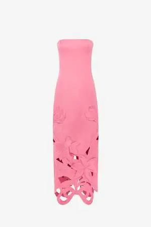 LEO LIN Rayna Appliqué Bustier Maxi Dress - Fuchsia