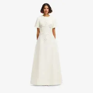 LEO LIN Alice Appliqué Short Sleeve Maxi Dress