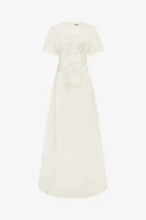 LEO LIN Alice Appliqué Short Sleeve Maxi Dress