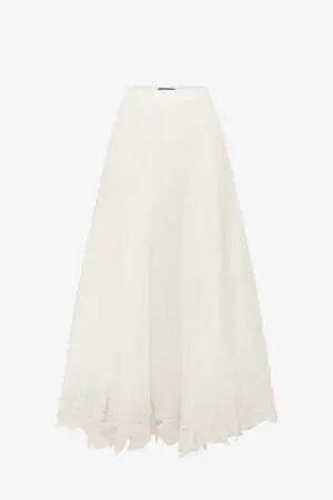 LEO LIN Leila Appliqué Midi Skirt - Snow