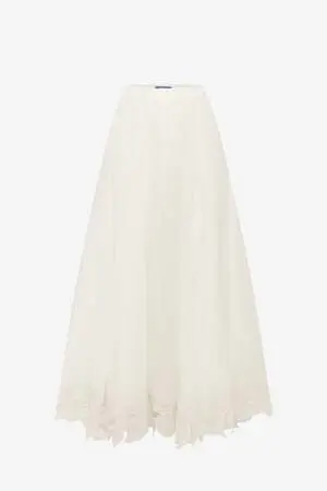 LEO LIN Leila Appliqué Midi Skirt - Snow