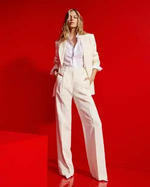 SERENA BUTE LONDON Linen Inverted Pleat Trouser