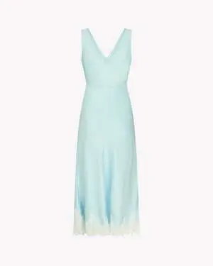 Serena Bute Satin Midi Dress With Lace Hem