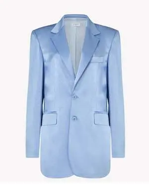 Serena Bute Satin Boyfriend Blazer - Cornflower Blue
