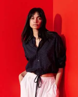 SERENA BUTE LONDON Broderie Drawstring Shirt - Navy