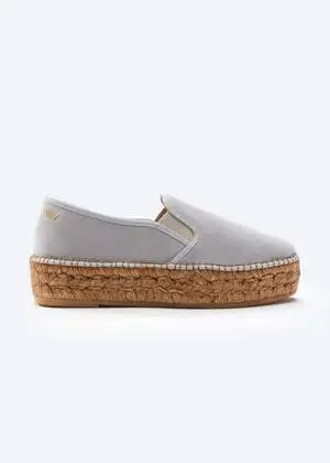 VISCATA Castell Canvas Espadrille Platforms - Ash Grey