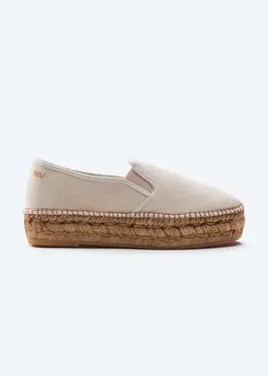 VISCATA Castell Canvas Espadrille Platforms - Beige