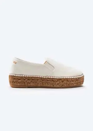 VISCATA Castell Canvas Espadrille Platforms Ivory