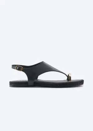 VISCATA Delmar Leather Sandal Flats - Black