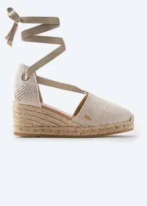 VISCATA Viscata Escala Premium Canvas Espadrille Wedges Silver