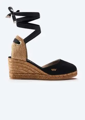 VISCATA Sagaro Canvas Espadrille Wedges Black