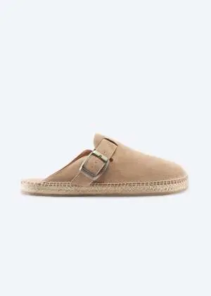 VISCATA Suede Espadrille Clogs - Camel