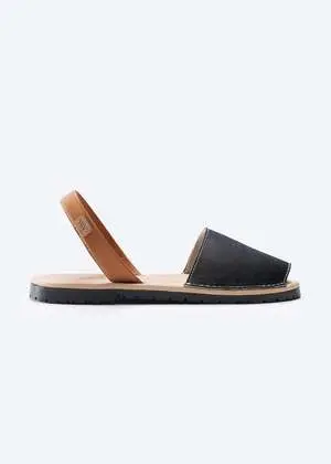 VISCATA Menorquina Leather Avarca Sandal - Black