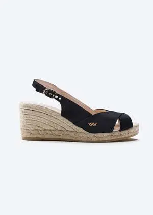 VISCATA Llansa Espadrille Wedge Sandals - Black
