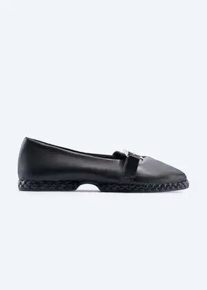 VISCATA Rimini Leather Mary Jane Flat - Black