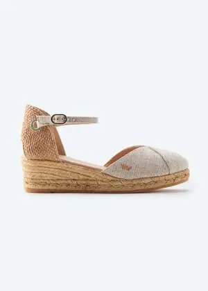 VISCATA Pubol Canvas Espadrille Wedges - Silver
