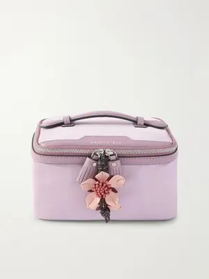 ANYA HINDMARCH Sakura Blossom Leather-trimmed Cosmetics Case - Purple