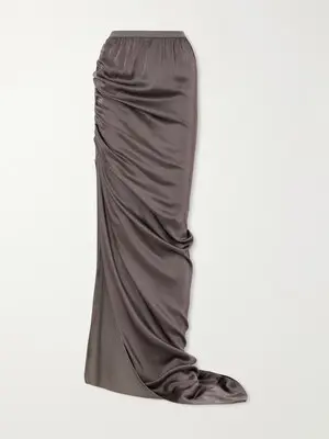 Rick Owens Edfu Gathered Satin Maxi Skirt - Gray