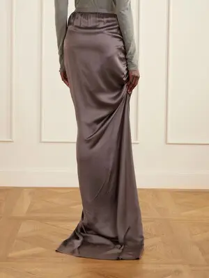 Rick Owens Edfu Gathered Satin Maxi Skirt - Gray