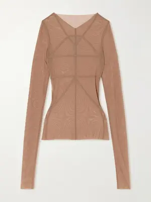 Rick Owens Stretch-tulle T-shirt - Neutrals