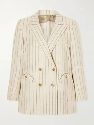 BLAZÉ MILANO Serene Everyday Striped Canvas Blazer - Neutrals