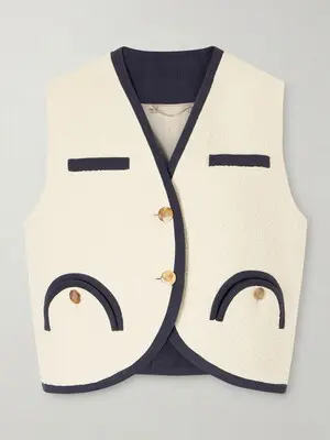 BLAZÉ MILANO Orinda Gliss Cotton-blend Bouclé Vest - Neutrals