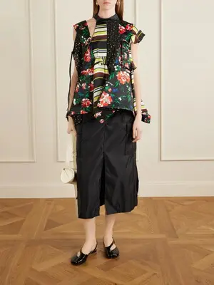 Sacai Pattern Mix Printed Ruffled Blouse